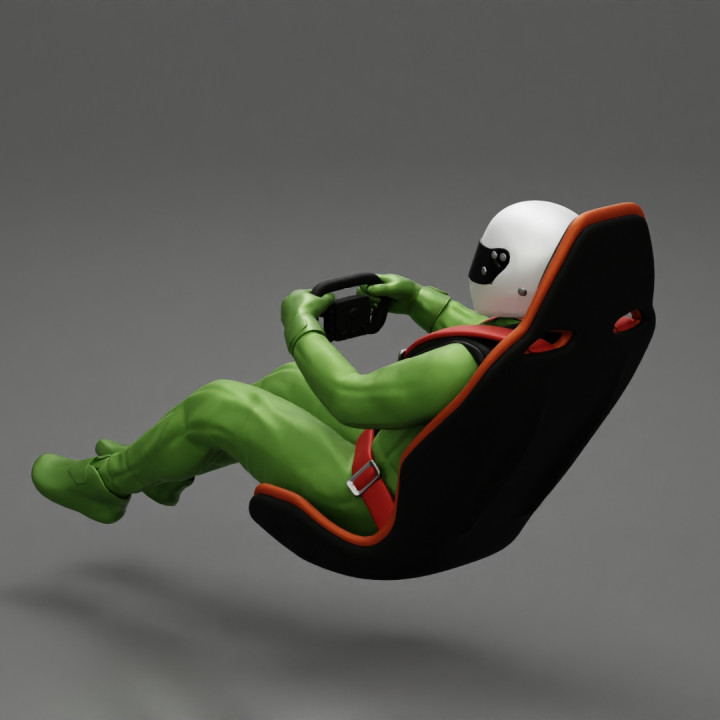 3D Printable 2 Models - Racing Driver Sitting in Touring Car Cockpit ...
