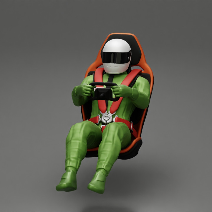 3D Printable 2 Models - Racing Driver Sitting in Touring Car Cockpit ...