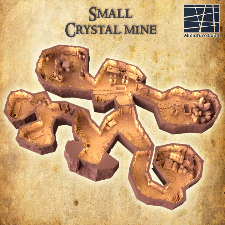 3D Printable Small Crystal Mine - Tabletop Terrain - 28 MM by MiniatureLand