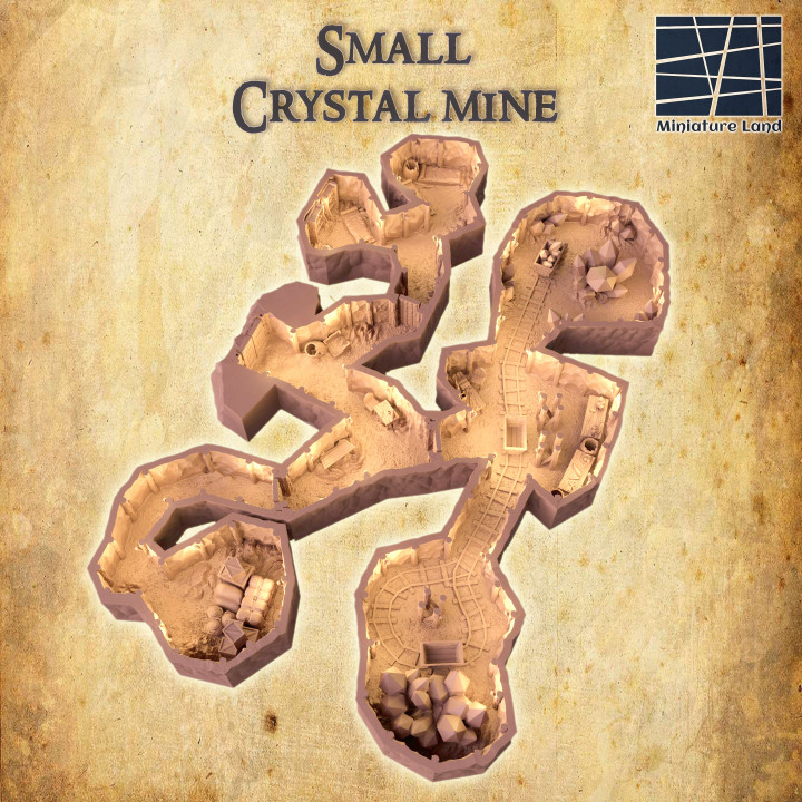 3D Printable Small Crystal Mine - Tabletop Terrain - 28 MM by MiniatureLand