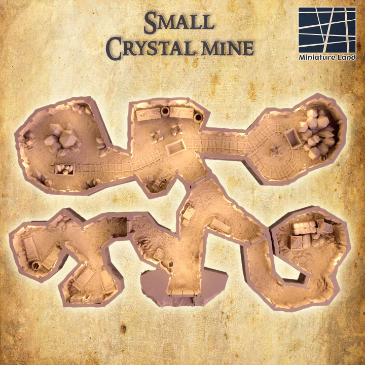 3D Printable Small Crystal Mine - Tabletop Terrain - 28 MM by MiniatureLand