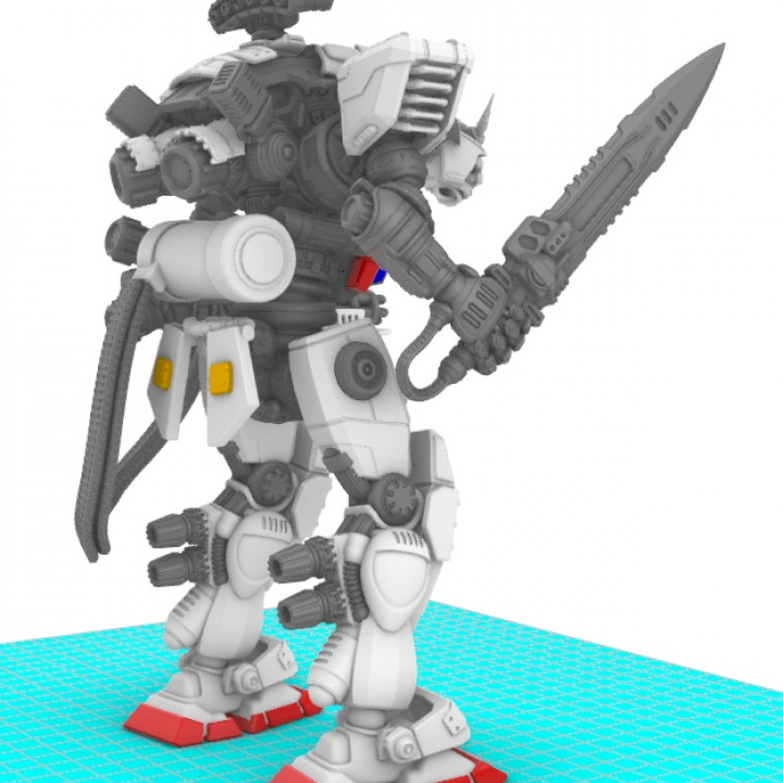 3D Printable Project CG-78-2 Assault Mech with Double Gatling Weapon ...