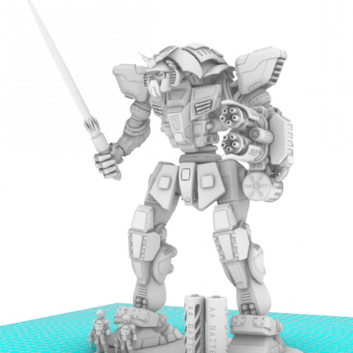 3D Printable Project CG-78-2 Assault Mech with Double Gatling Weapon ...
