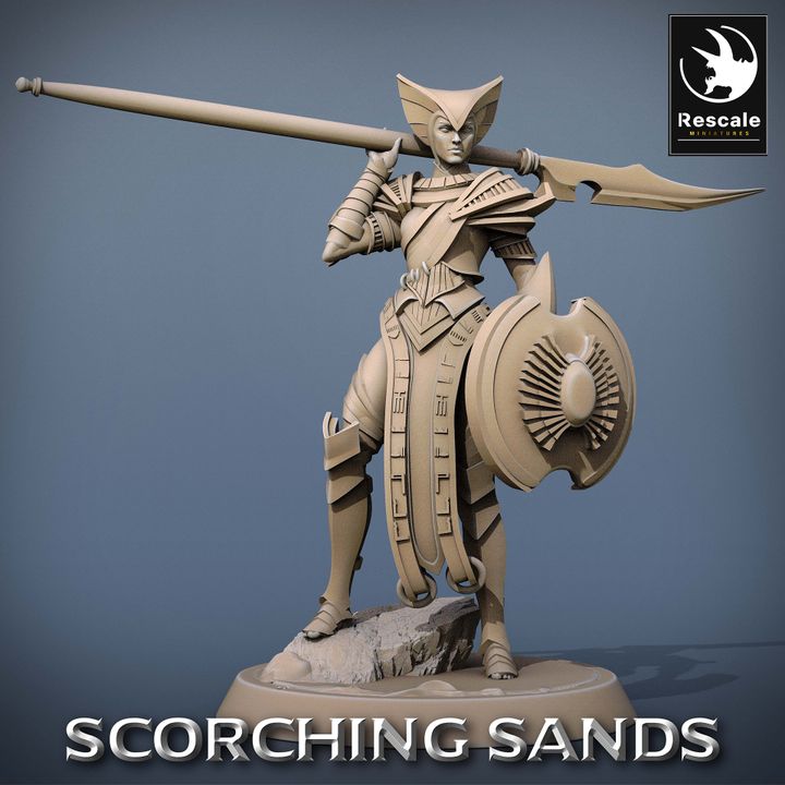 3D Printable Pack Egyptian Soldier Lance by Rescale Miniatures