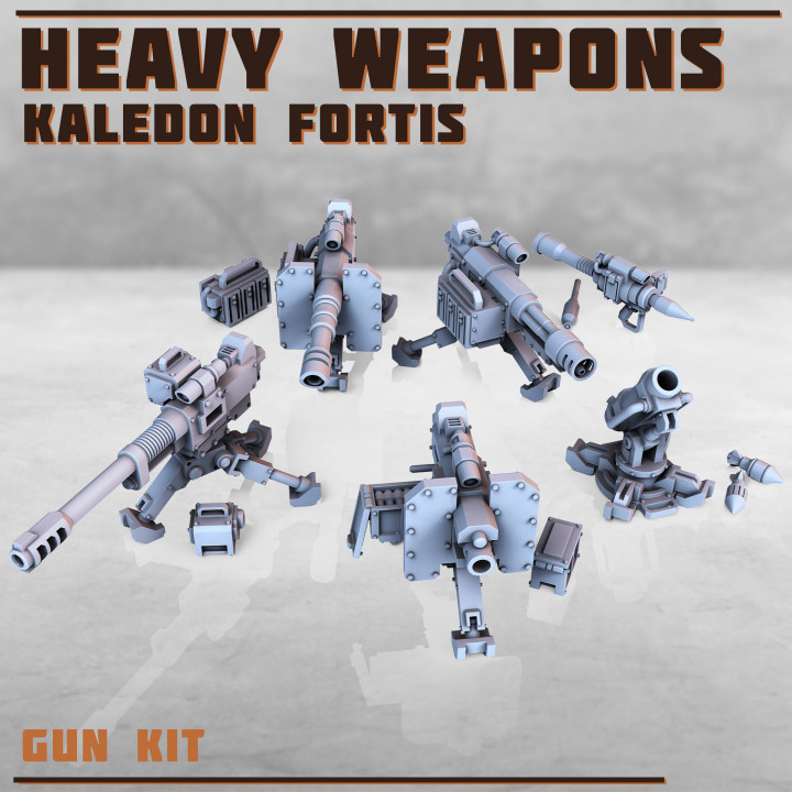 3D Printable Heavy Weapons Complete Kit - Kaledon Fortis by Print Minis
