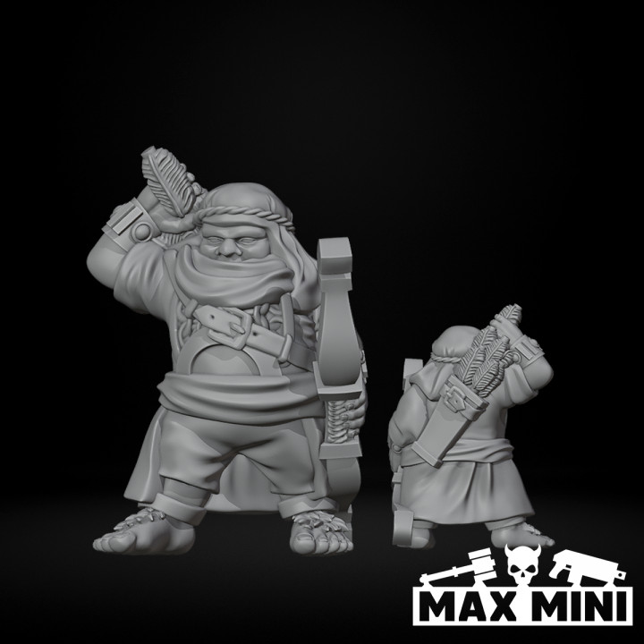 3D Printable Halfling Sand Raider Archers by Max Mini