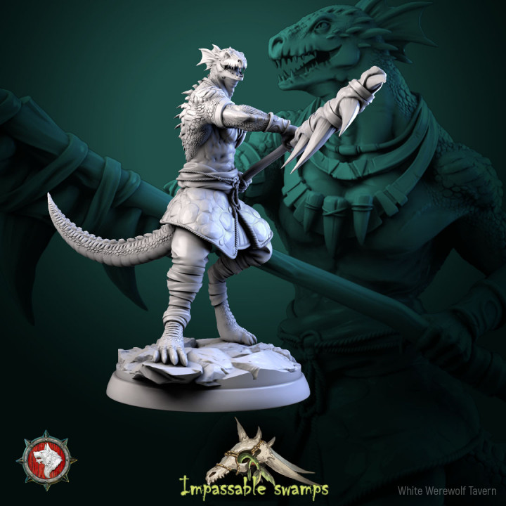 3D Printable Lizardfolk warriors set 6 miniatures 32mm pre-supported by ...