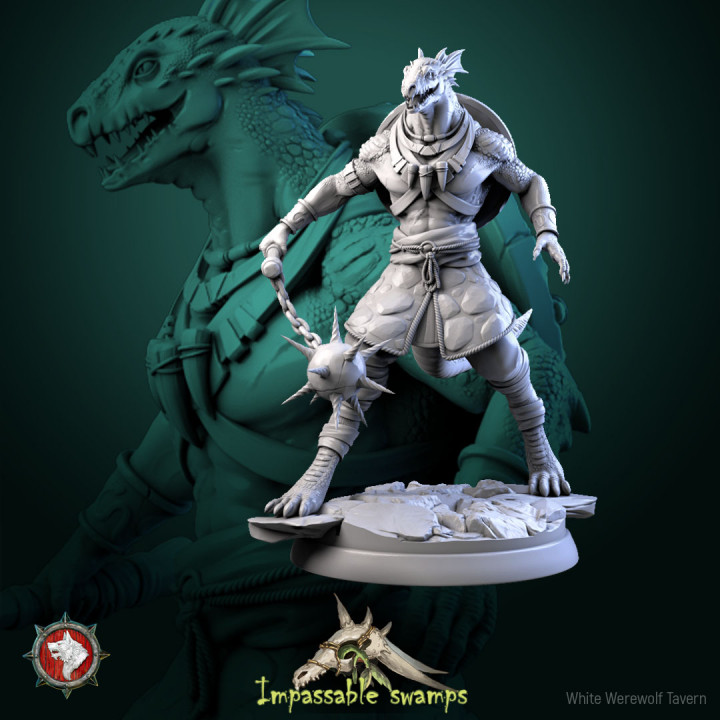 3D Printable Lizardfolk warriors set 6 miniatures 32mm pre-supported by ...