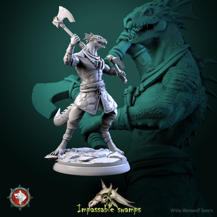 3D Printable Lizardfolk warriors set 6 miniatures 32mm pre-supported by ...