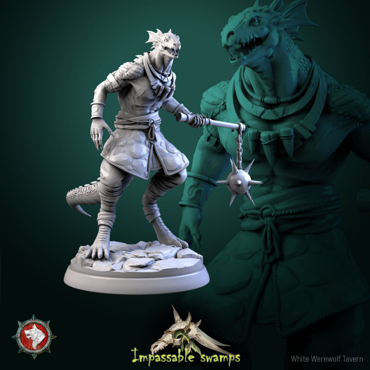 3D Printable Lizardfolk warriors set 6 miniatures 32mm pre-supported by ...