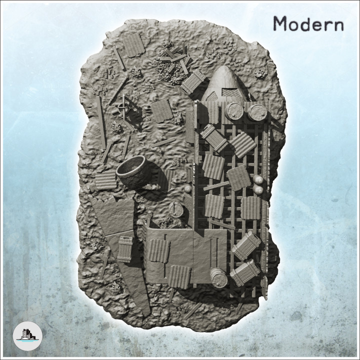 3D Printable Post-apocalyptic canvas shelter around a damaged airplane ...