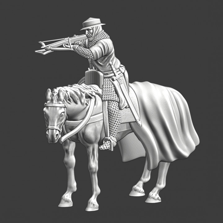 3D Printable Medieval mounted crossbowman by Northern Crusades Miniatures