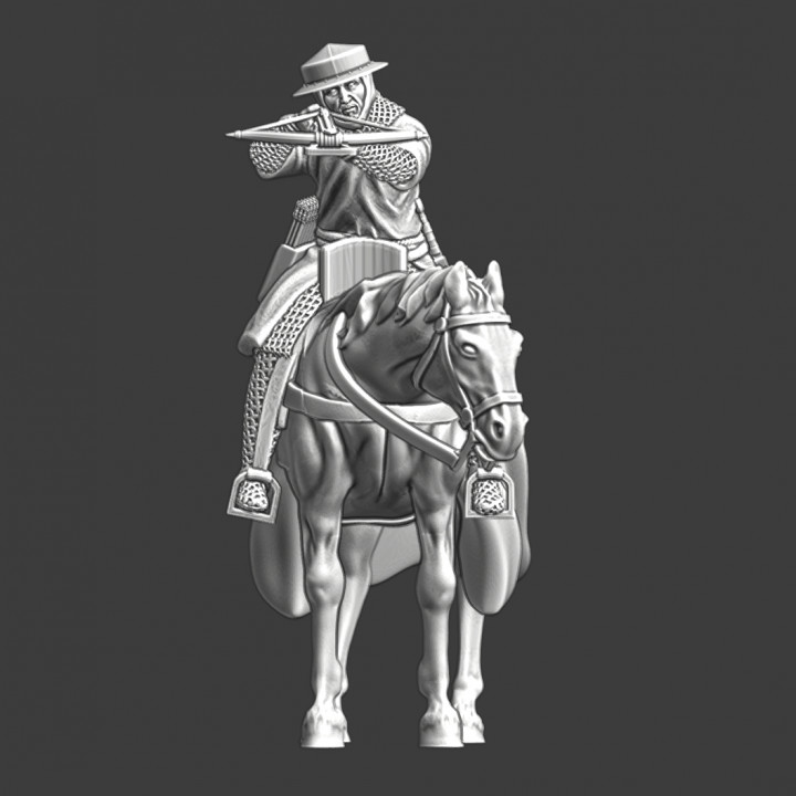 3D Printable Medieval mounted crossbowman by Northern Crusades Miniatures