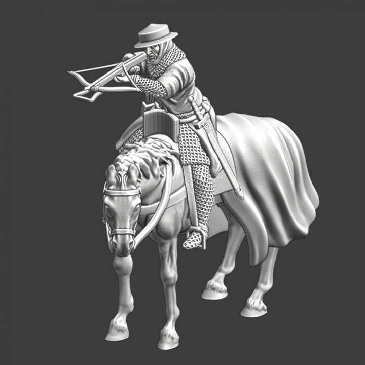 3D Printable Medieval mounted crossbowman by Northern Crusades Miniatures