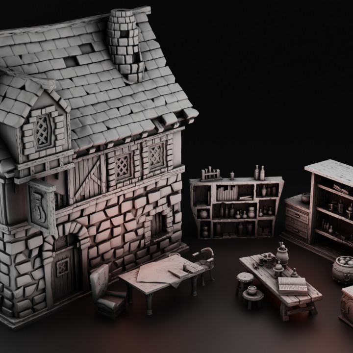 3D Printable potion shop with interior by Creator