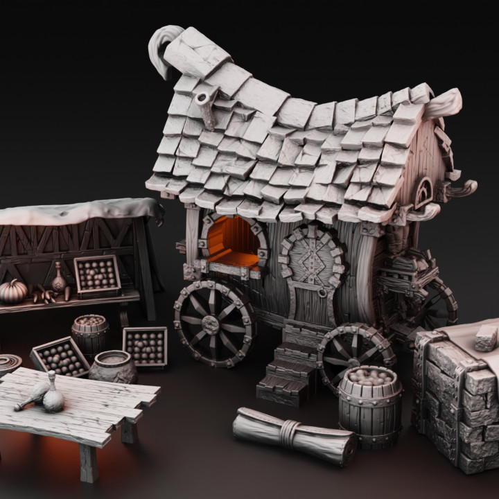 3D Printable trading shop with interior by Creator