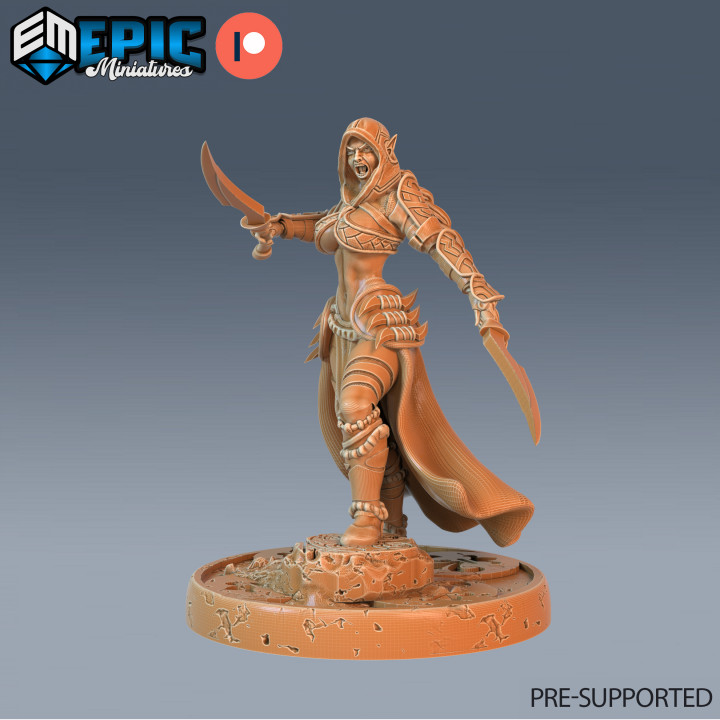 3D Printable Dark Elf Rogue & Barbarian Set / Elvish Adventurer Girl ...