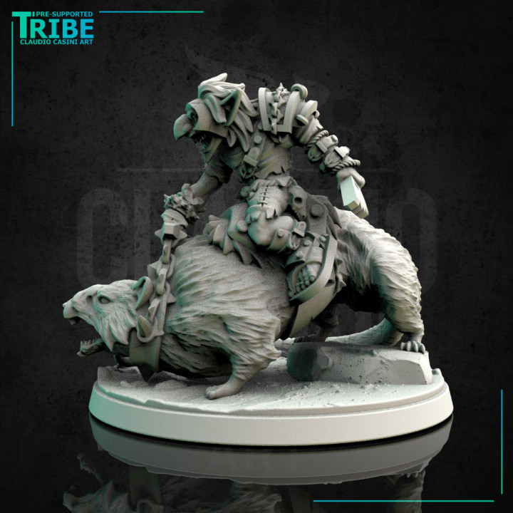3D Printable (0143) Male goblin leader warrior rat rider with a sword ...