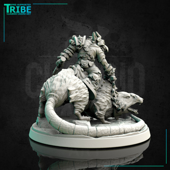 3D Printable (0143) Male goblin leader warrior rat rider with a sword ...