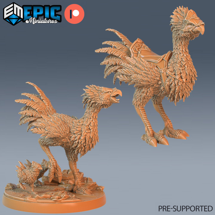 3D Printable Terror Bird Running & Mount / Large Feathered Raptor ...