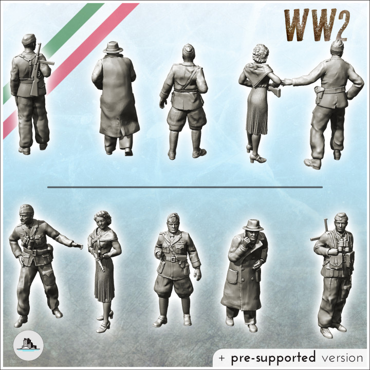 3D Printable Characters of the escape of Benito Mussolini (Gran Sasso ...