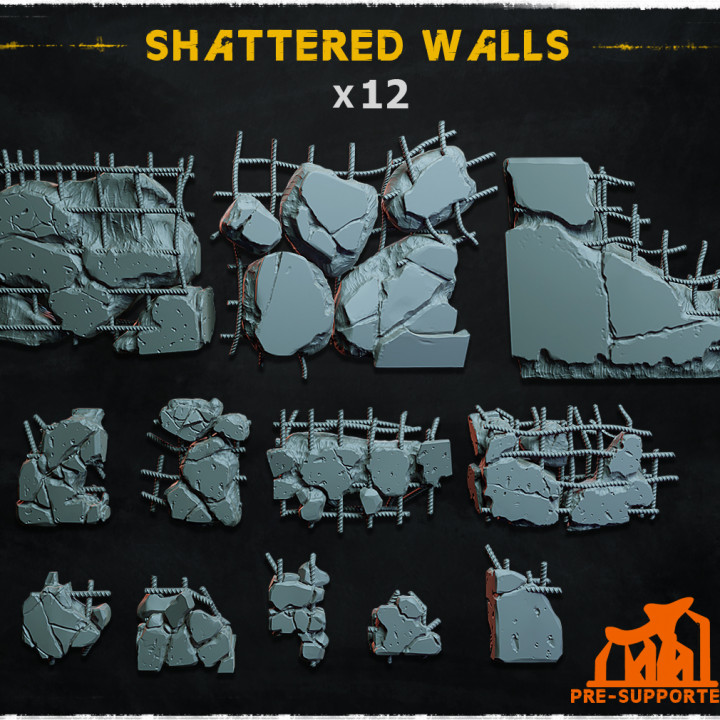 3D Printable Shattered Walls - Basing Bits 1.0 by Zabavka Workshop