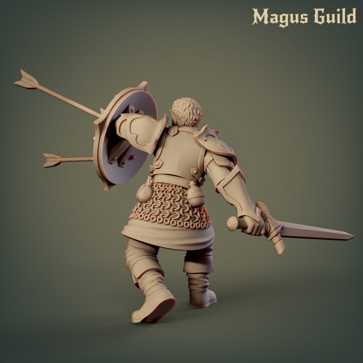 3D Printable Elf Fighter with sword and shield – MG5.9 by Magus Guild