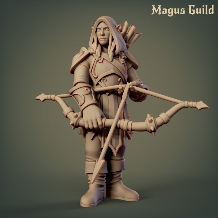 3D Printable Elf Fighter with bow – MG5.4 by Magus Guild