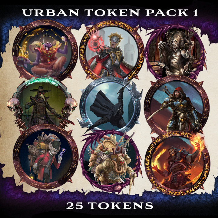 3D Printable Urban Token Pack 1 by Dillon Olney