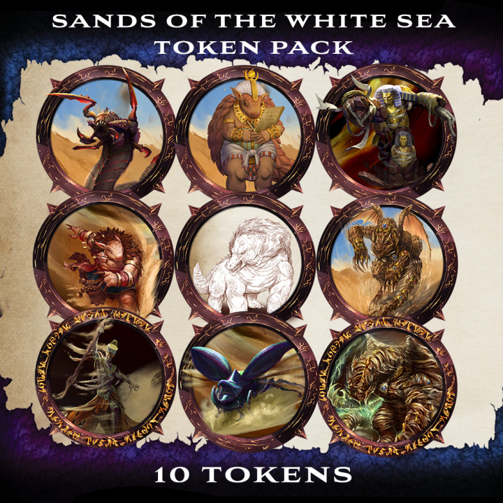 3D Printable Sands of the White Sea Token Pack by Dillon Olney