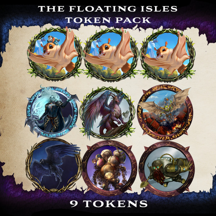 3D Printable The Floating Isles Token Pack by Dillon Olney