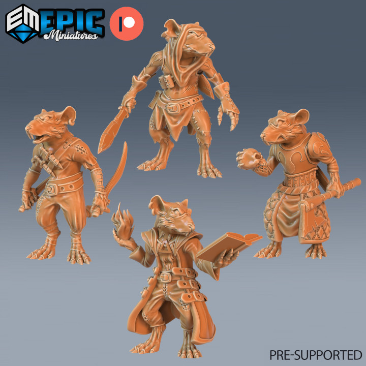 3D Printable Rat Folk Team B / Ratfolk Warrior / Rodent Bandit / Wild ...