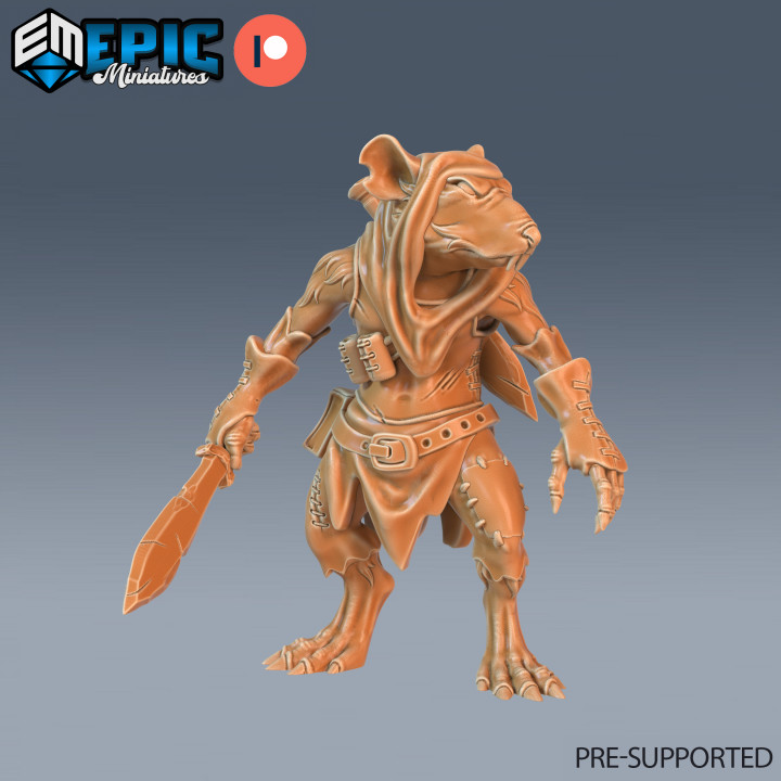 3D Printable Rat Folk Team B / Ratfolk Warrior / Rodent Bandit / Wild ...