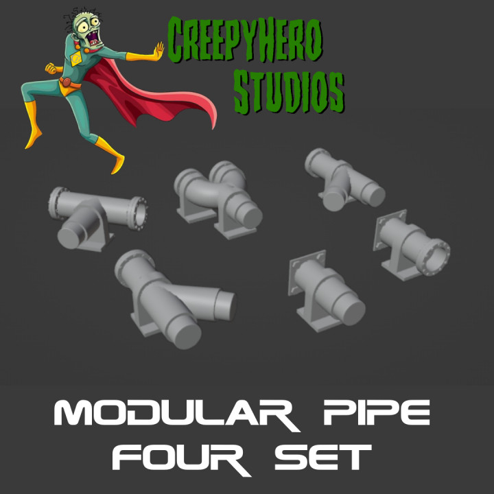 3D Printable Modular Pipe Set Four by Michael Crossman