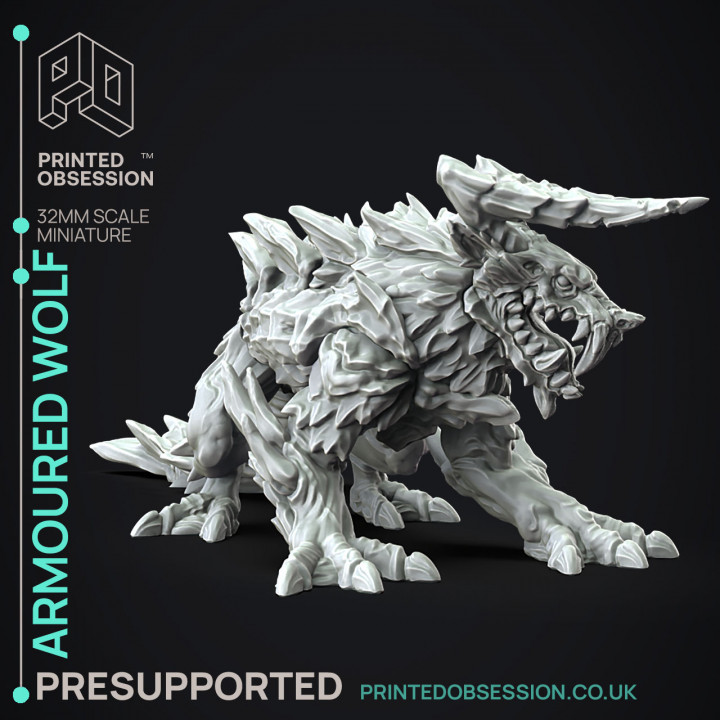 3D Printable Armoured Wolf - Large Creature - Hunting Party ...
