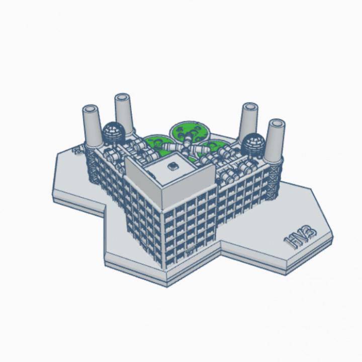 3D Printable Chemical Plant Hex Map Scale by Wargame Forge