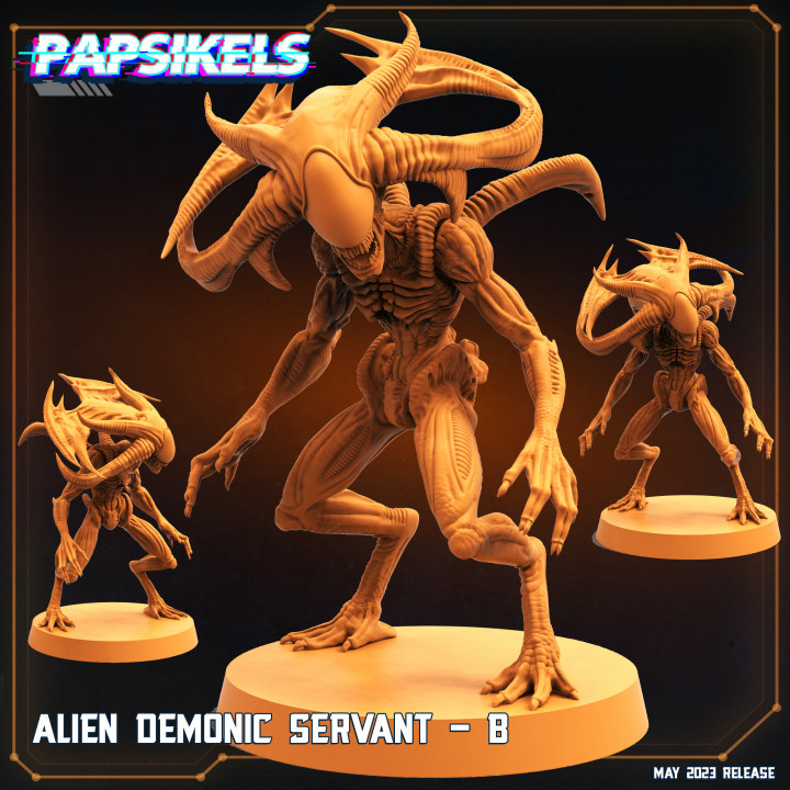 3D Printable ALIEN DEMONIC SERVANT - B by PAPSIKELS MINIATURES