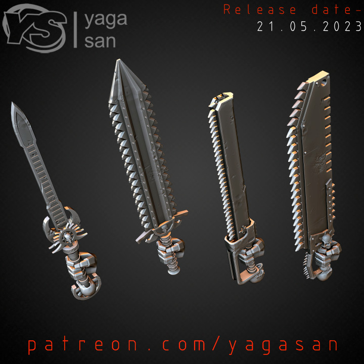 3D Printable CSM Chainsaw Swords KitBASH Pack by Yaga San