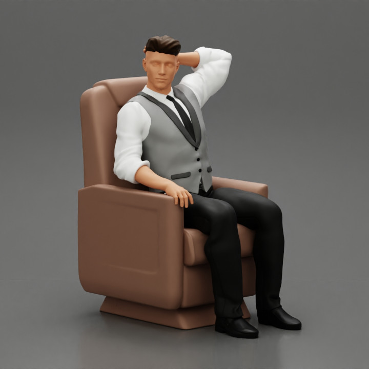 3D Printable 2 suited businessman like Thomas Shelby sitting in the ...