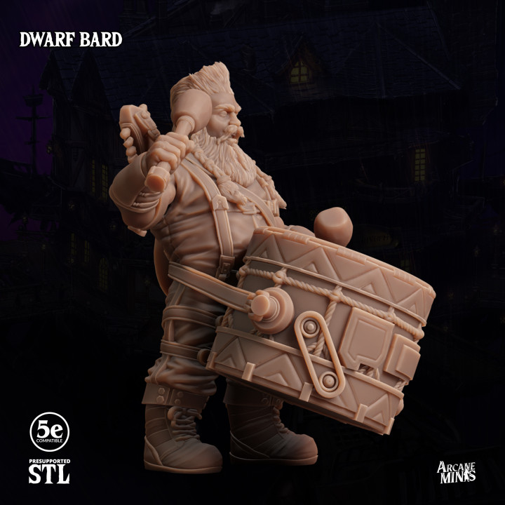 3D Printable Dwarf Bard - Pirate by Sordane Publishing