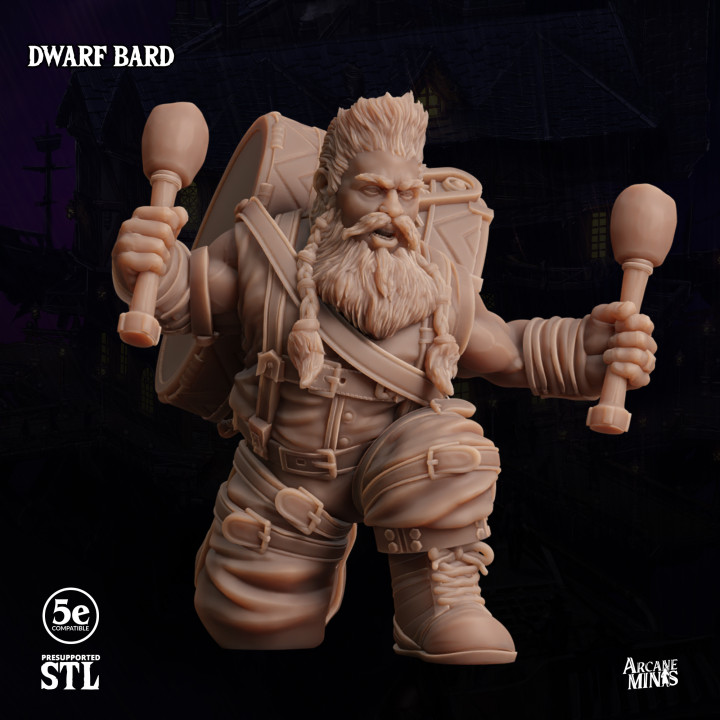 3D Printable Dwarf Bard - Pirate by Sordane Publishing