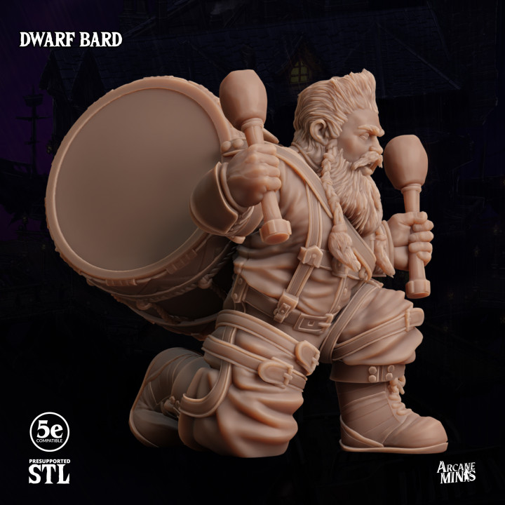 3D Printable Dwarf Bard - Pirate by Sordane Publishing
