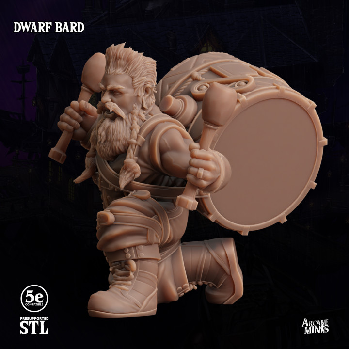 3D Printable Dwarf Bard - Pirate by Sordane Publishing