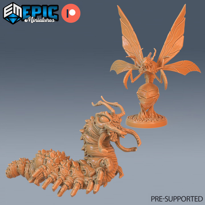 3D Printable Carrion Bug & Wasp Set / Giant Centipede & Winged Insect ...
