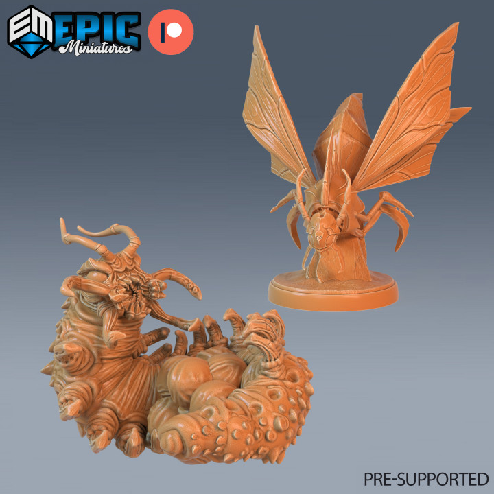 3D Printable Carrion Bug & Wasp Team Angry / Giant Centipede & Winged ...
