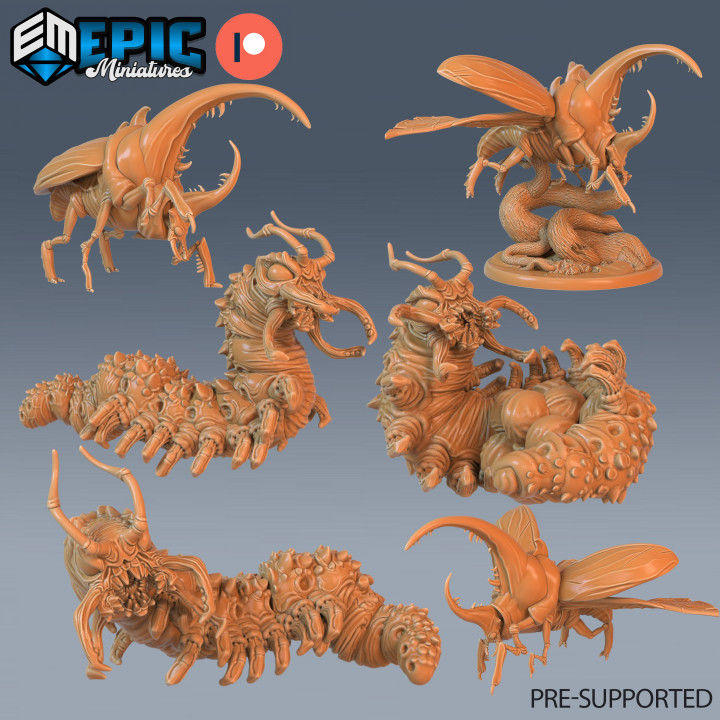 3D Printable Carrion Bug & Beetle Set / Giant Centipede & Hercules ...