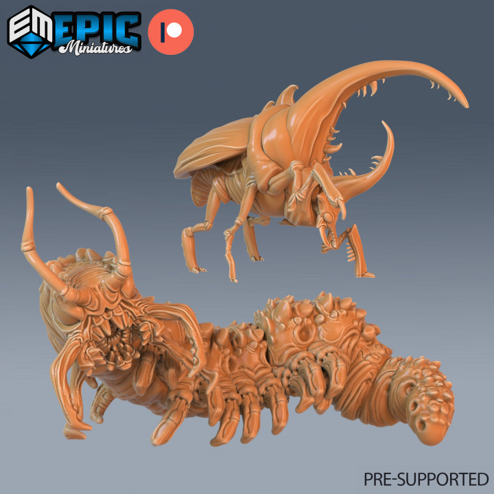 3D Printable Carrion Bug & Beetle Set / Giant Centipede & Hercules ...