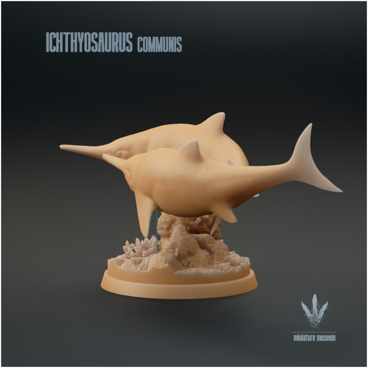 3D Printable Ichthyosaurus communis : Swimming by Miniature Museum