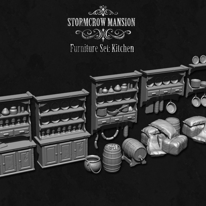 3D Printable Kitchen Furniture Set by Stormcrow Scenery