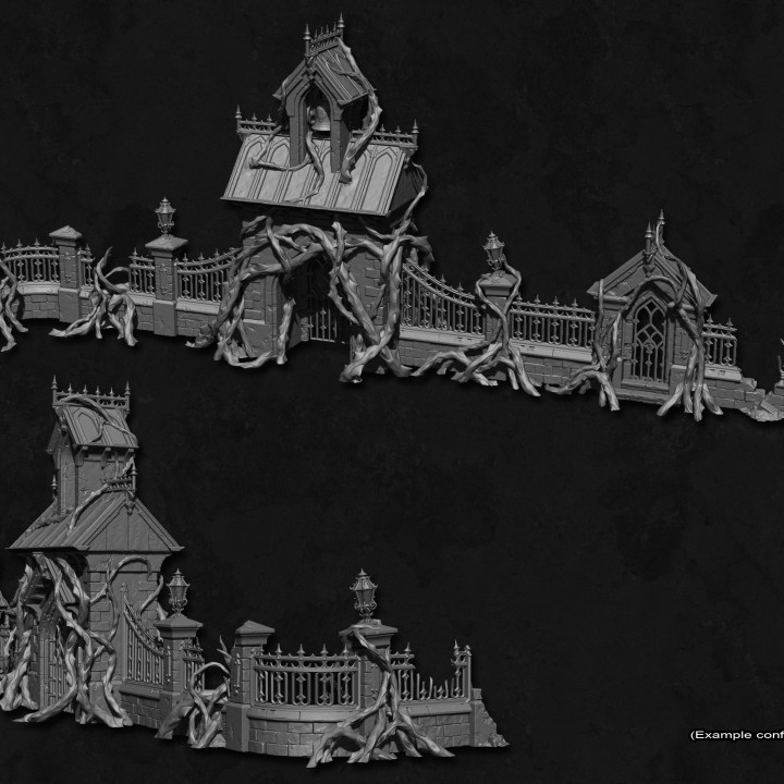 3D Printable Modular Gate and Fences Set by Stormcrow Scenery